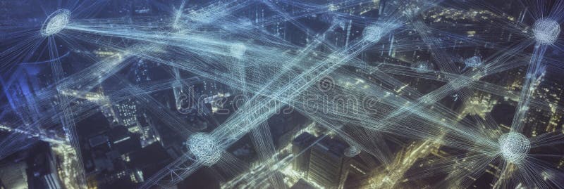 Dynamic Urban Network Visualization Illuminated by Lights Stock ...
