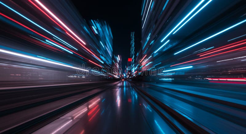 Dynamic Urban Scene with a Long-exposure Effect, Creating Streaks of ...