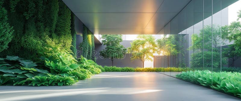 Dynamic Urban Space Blending Clean Lines and Lush Greenery Stock Image ...
