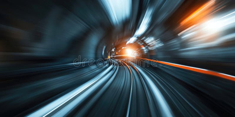 Dynamic Urban Subway Tunnel with Motion Blur Effect and Light Trails ...