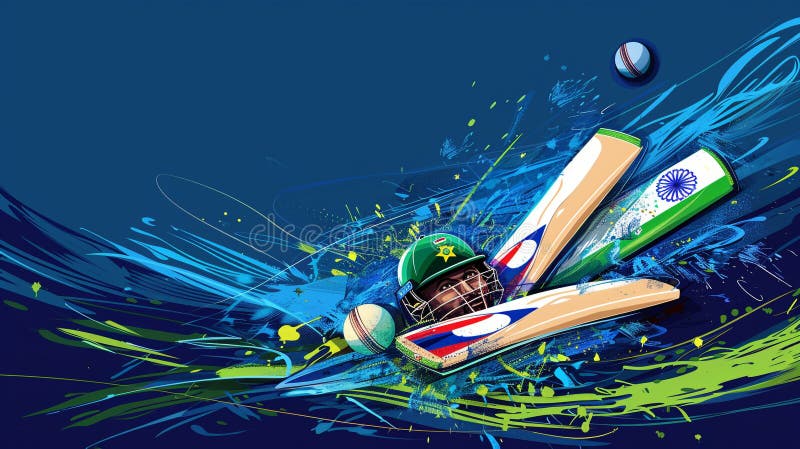 Dynamic Vector Art Featuring Pakistan and Indian Flags on a Deep Blue ...