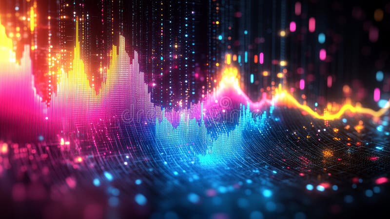 Dynamic Vector Chart with Gradient Blue Bars, Yellow, Pink and Teal ...