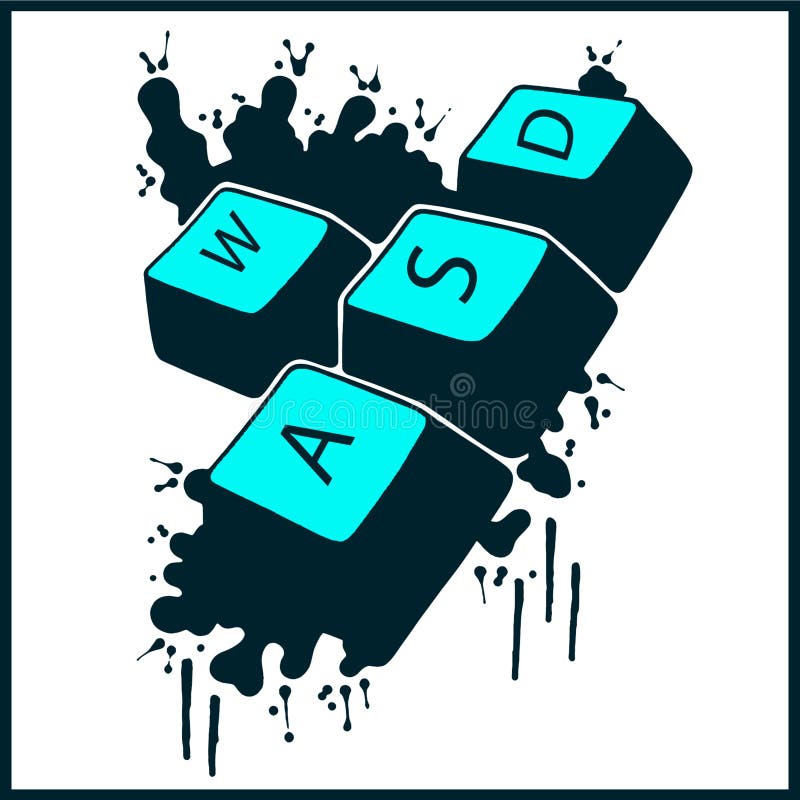 Gaming Keyboard Keys W, a, S, D with Ink Splashes Stock Illustration ...