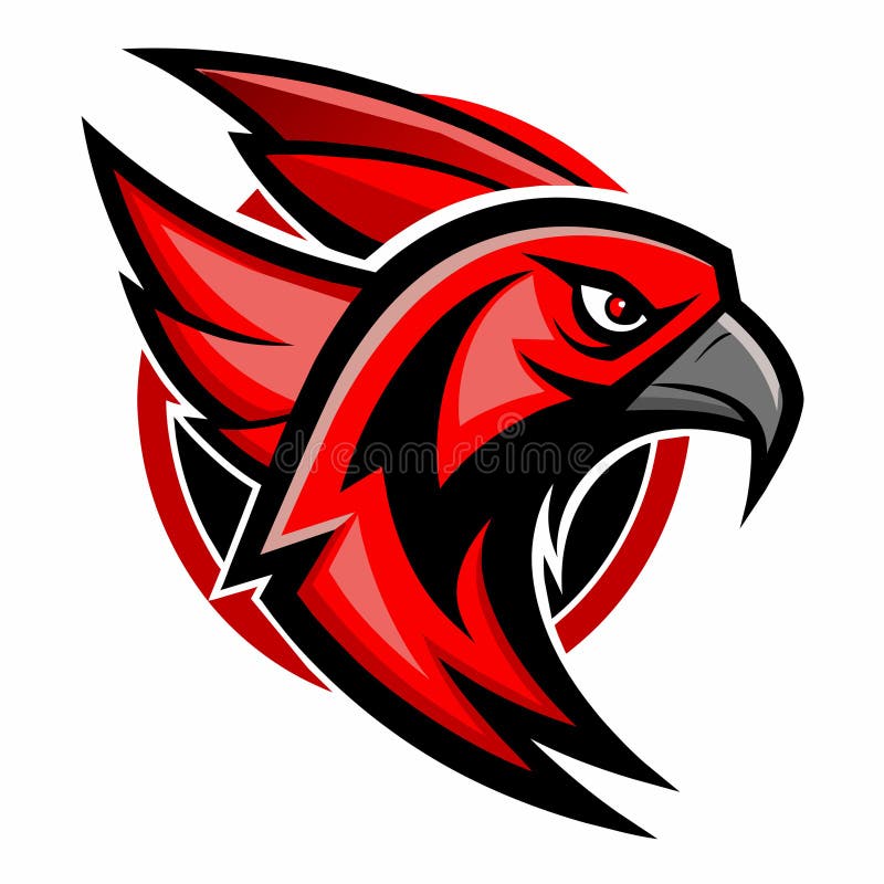 Dynamic Vector Graphic of a Red and Black Eagle Head Against a White ...