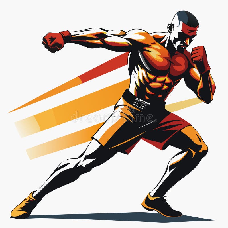 Lunging Punch Boxer Powerful Strike Art Flat Illustration Stock Vector ...