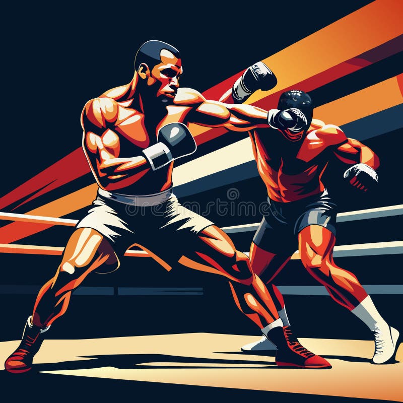 Boxers Fighting Ring Illustration Intense Combat Art Stock Vector ...