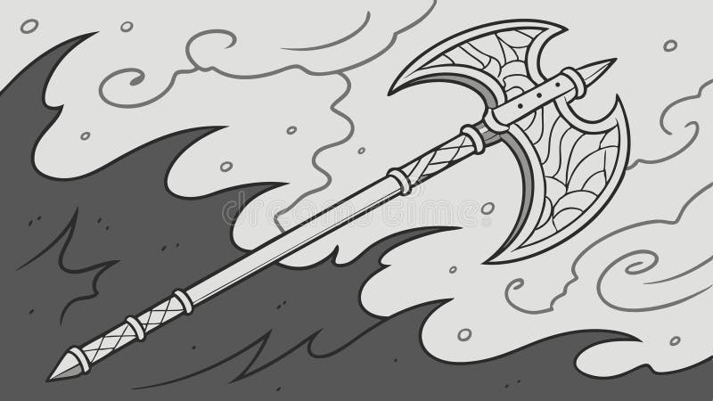 Double-Bladed Axe on Abstract Wavy Background, Vector Design Generative ...