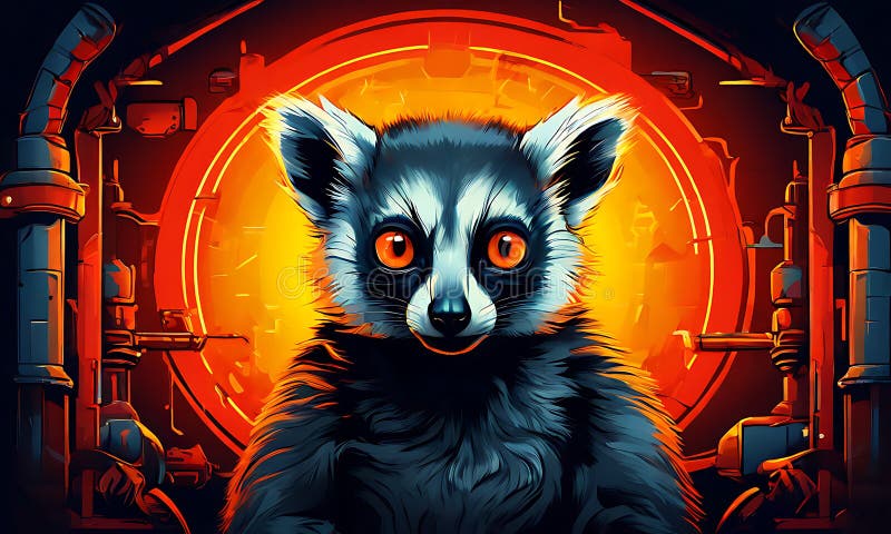 A Dynamic Vector Illustration of an Electricity-themed Lemur, Combining ...