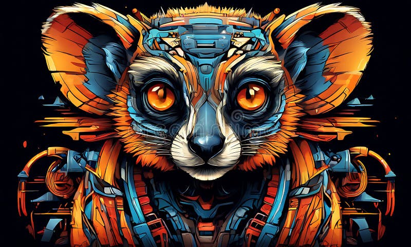 A Dynamic Vector Illustration of an Electricity-themed Lemur, Combining ...