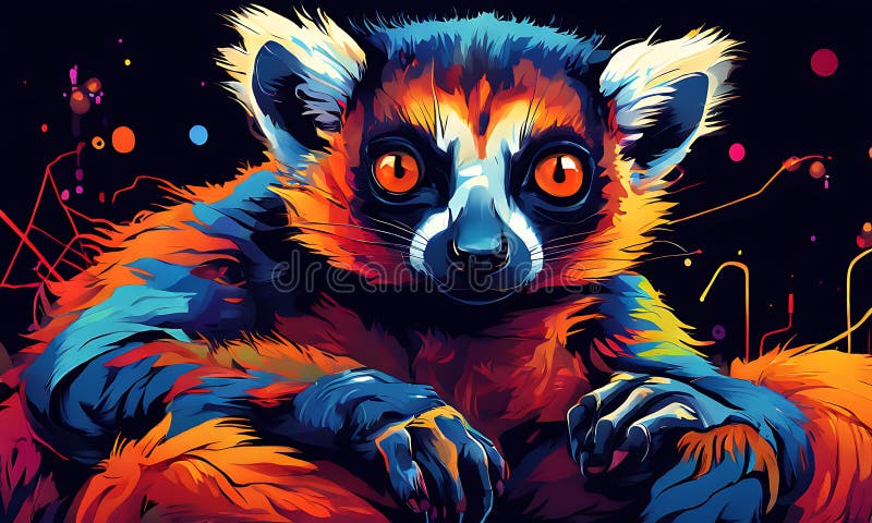 A Dynamic Vector Illustration of an Electricity-themed Lemur, Combining ...