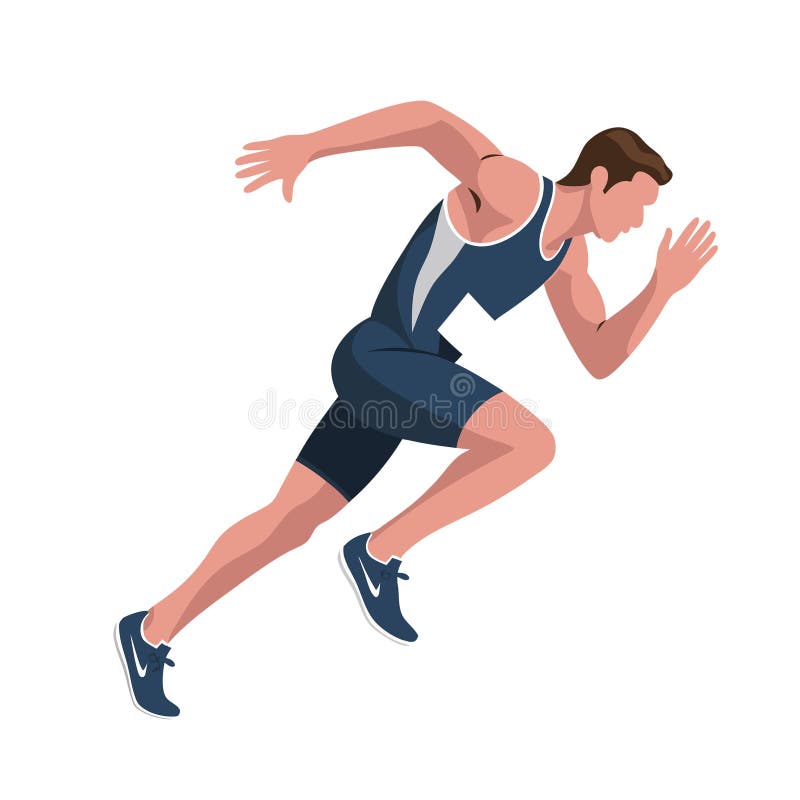 Vector Illustration of Male Athlete Running in Dynamic Pose for Sports ...
