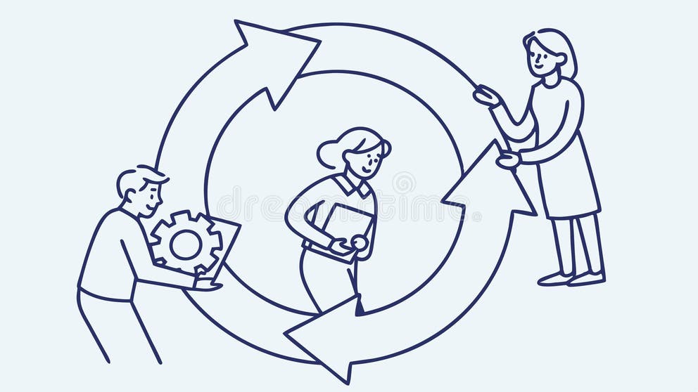 People Collaborating in a Circular Process, Teamwork, Efficiency ...