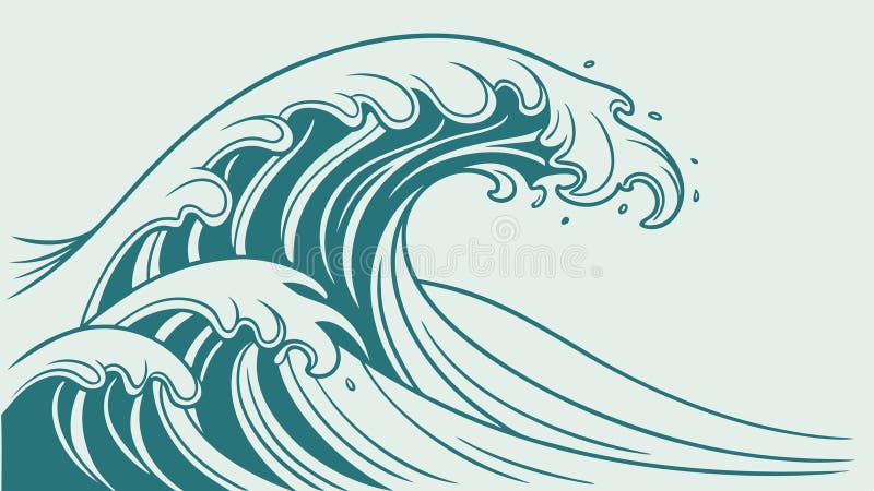 Powerful Ocean Wave, Nature S Might and Coastal Strength. Vector Design ...