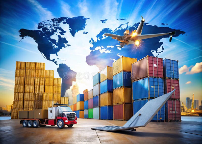 Seamless Global Cargo Logistics Network a Vector Illustration Featuring a World Map Checklist ...