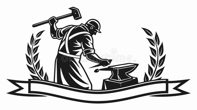 Blacksmith Forging Metal on an Anvil with a Hammer Vector, Vector ...