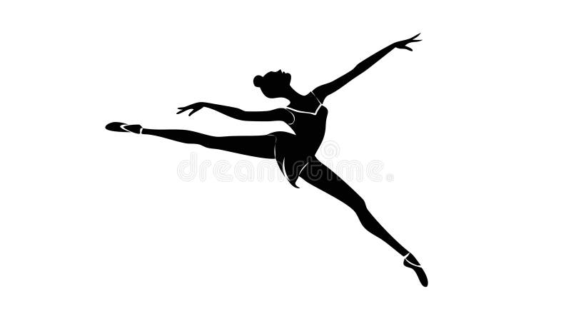 Dynamic Ballet Dancer Silhouette, Graceful Movement, Vector Design ...