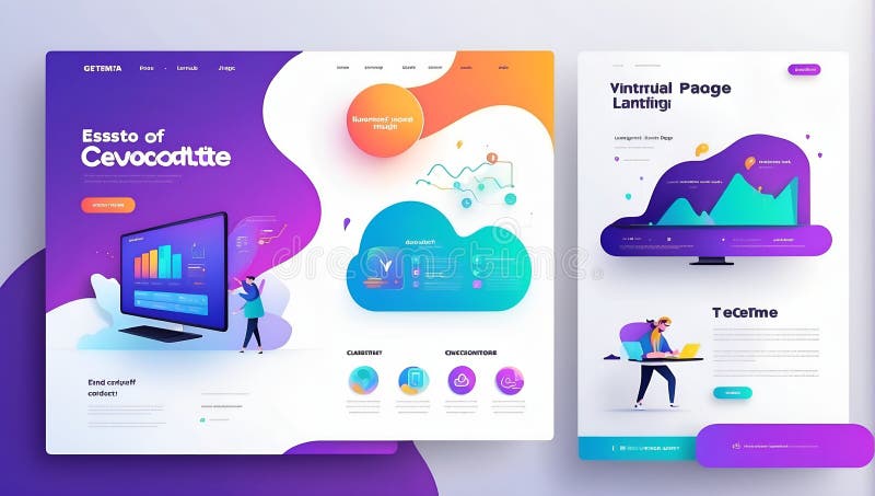 Dynamic Vector UI UX Landing Page Design. AI Generate Stock ...