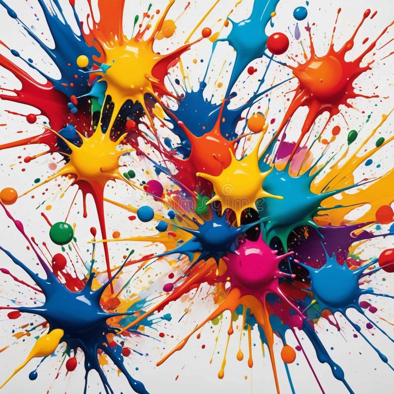 Dynamic Vibrant Abstract Image of Colorful Paint Splatter Explosion ...