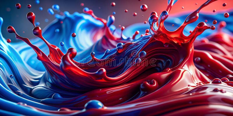 A Dynamic and Vibrant Animation of a Red and Blue Liquid the Colors are ...