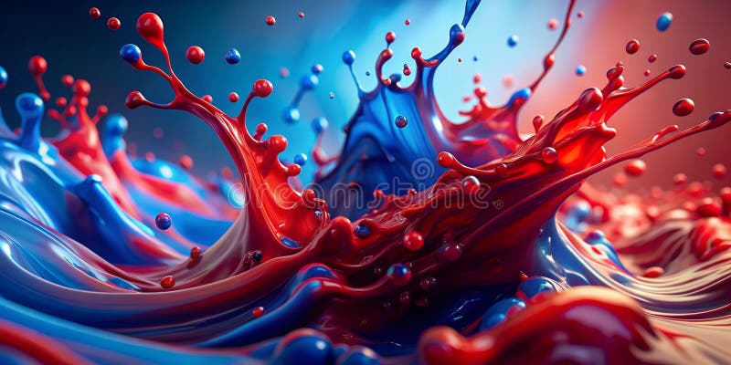 A Dynamic and Vibrant Animation of a Red and Blue Liquid the Colors are ...
