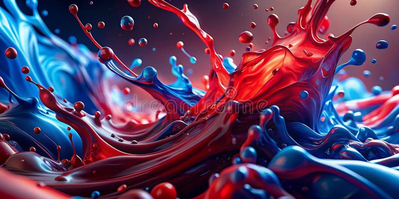 A Dynamic and Vibrant Animation of a Red and Blue Liquid the Colors are ...