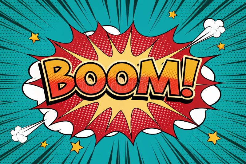 A Dynamic and Vibrant BOOM! Explosion Graphic, Rendered in Classic ...