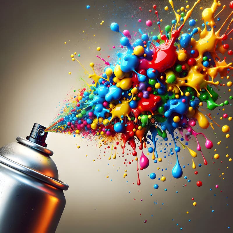 Explosion of Creativity Escaping from a Spray Can - AI Generated Stock ...