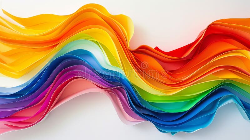 Rainbow Wave of Paper: Vibrant and Abstract Colorful Art Stock ...
