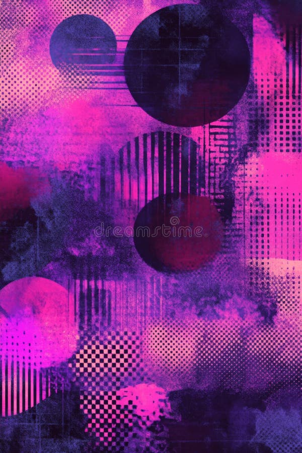 Vibrant Geometric Composition with Pink and Purple Abstract Patterns ...
