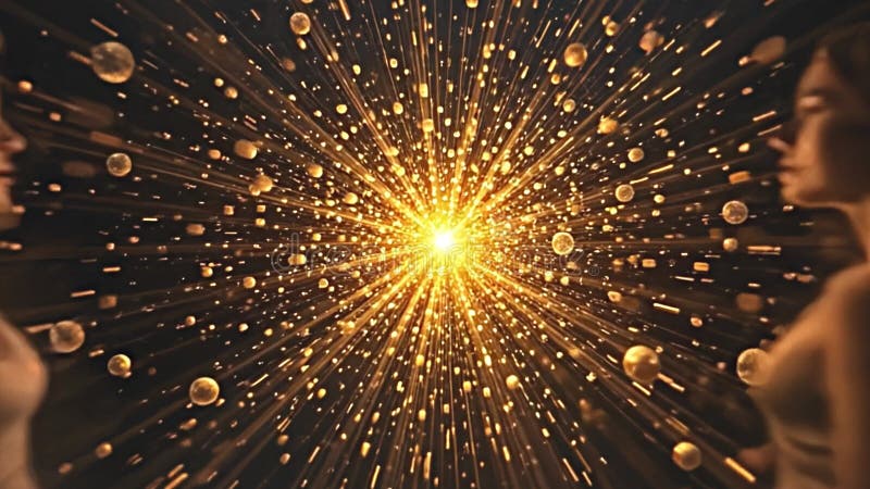 Dynamic and Vibrant 3D Animation, Mesmerizing Explosion of Golden ...