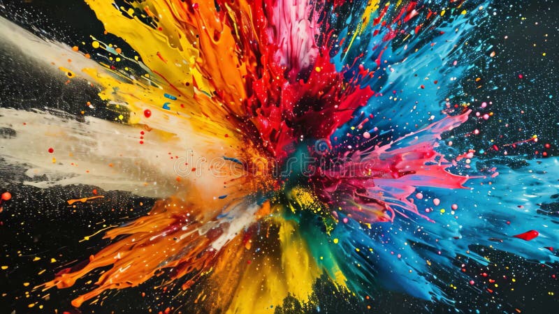 A Dynamic and Vibrant Explosion of Various Colors of Paint on a Deep ...
