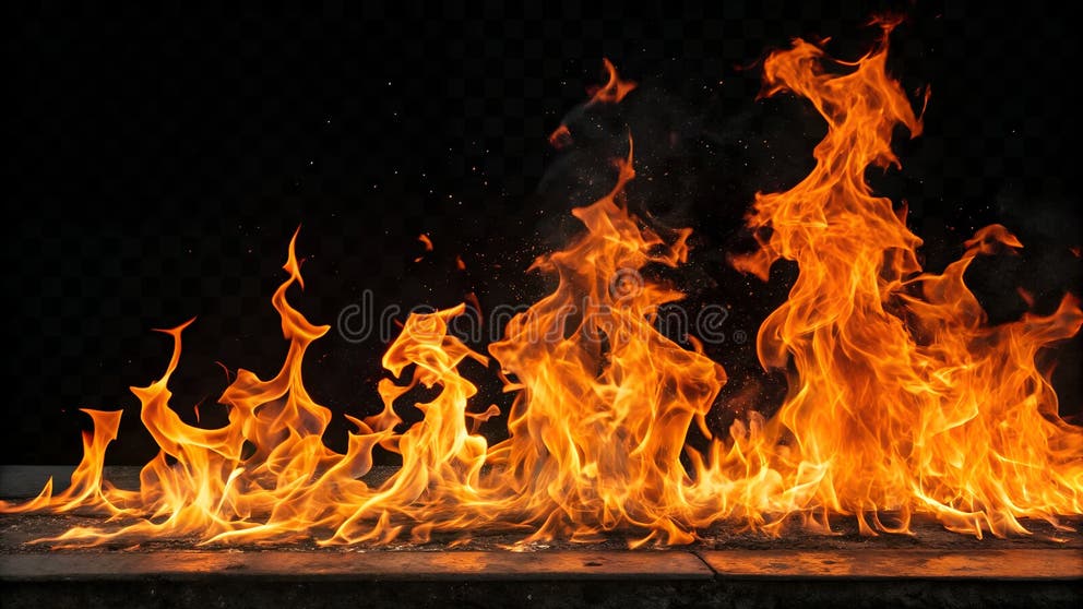 Dynamic and Vibrant Flames Rising Against a Transparent Background ...