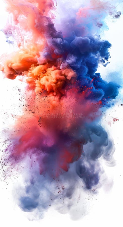 Vibrant Explosion of Colorful Powder in Mid-air on a White Background ...
