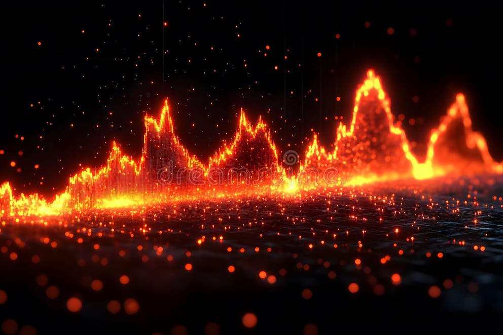 Abstract Concept of Digital Soundwave Visualization in a Fiery Spectrum ...