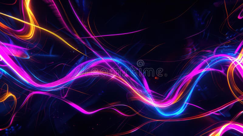 Neon Light Trails on a Dark Gradient Background Glowing Stock ...