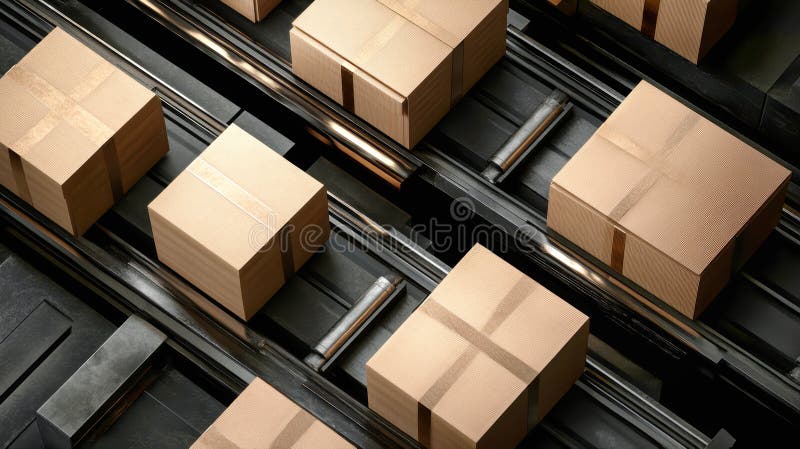 In a Dynamic View from Above, Various Boxes Glide Smoothly Along a ...