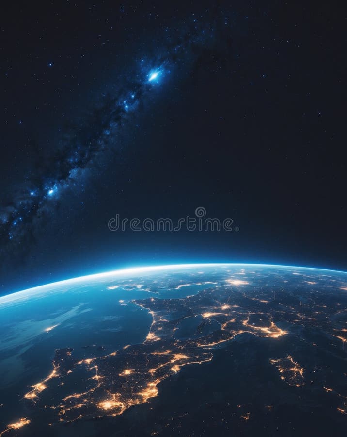 A Dynamic View of Earth from Space at Night Stock Image - Image of ...