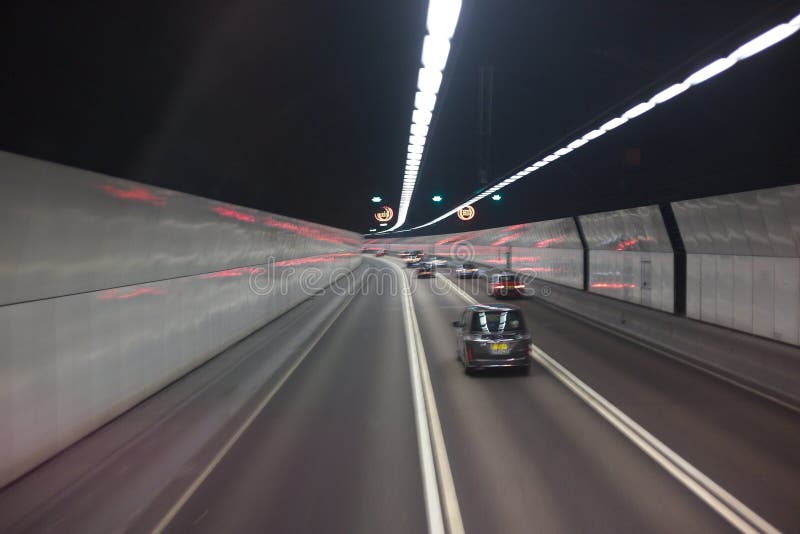 Dynamic View Inside a Tunnel with Moving Vehicles Editorial Image ...