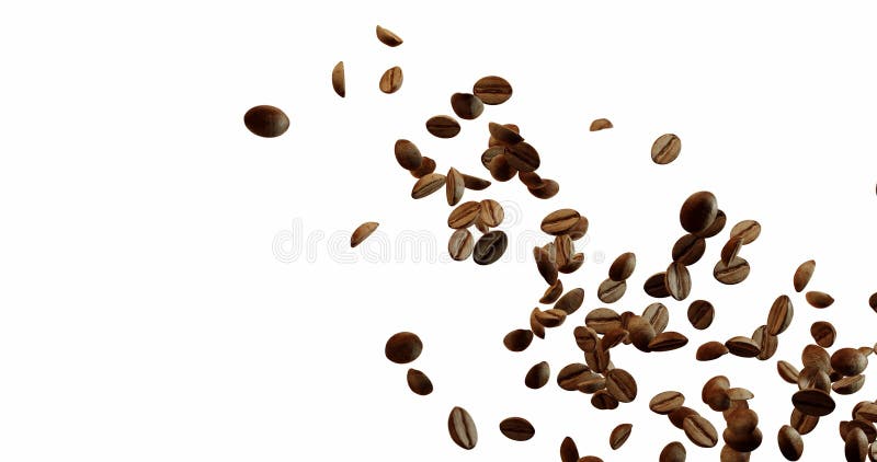 A Dynamic View of Many Brown Coffee Beans Falling or Floating ...