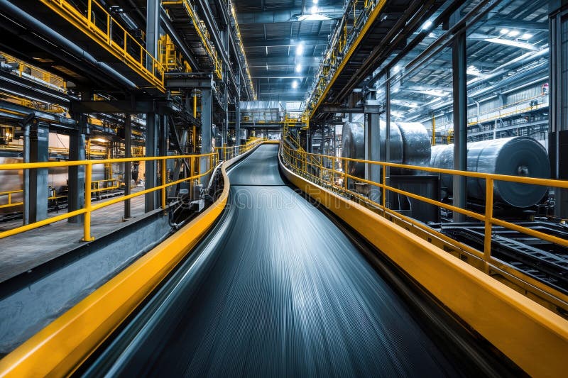 Dynamic View of a Modern Industrial Conveyor Belt System in a High-Tech ...