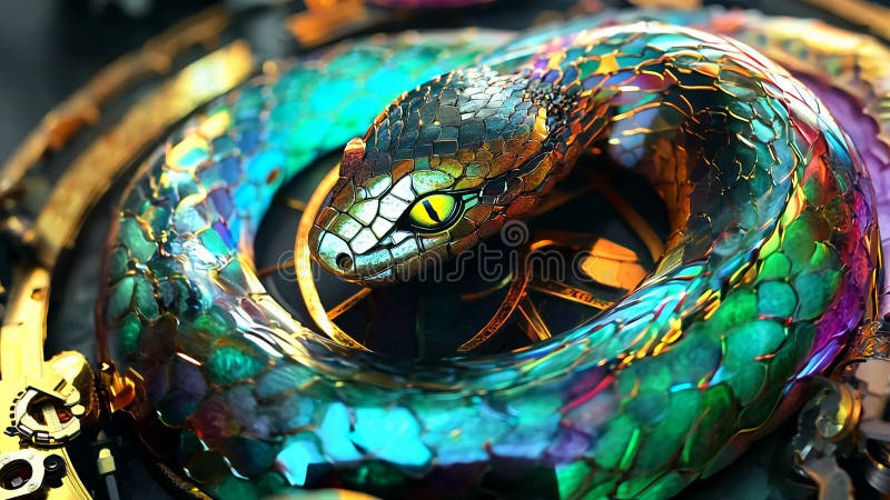 A Dynamic View of a Snake Coiling Around a Colorful Zodiac Wheel ...