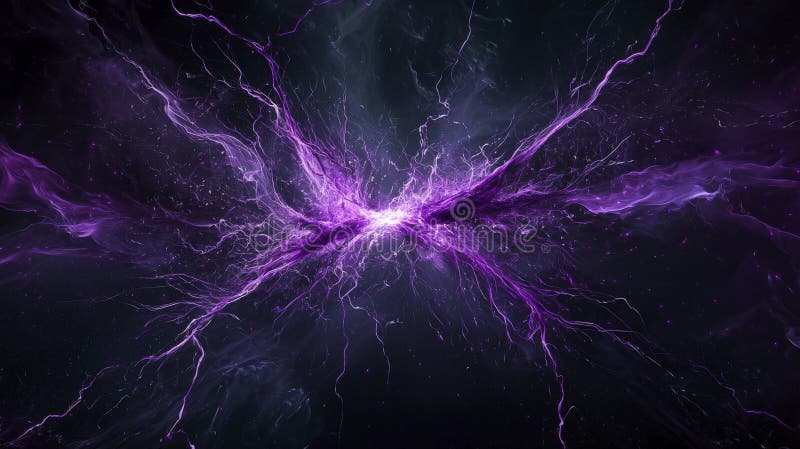 Dynamic Violet Electric Lines Burst through Infinite Space Digital Art ...