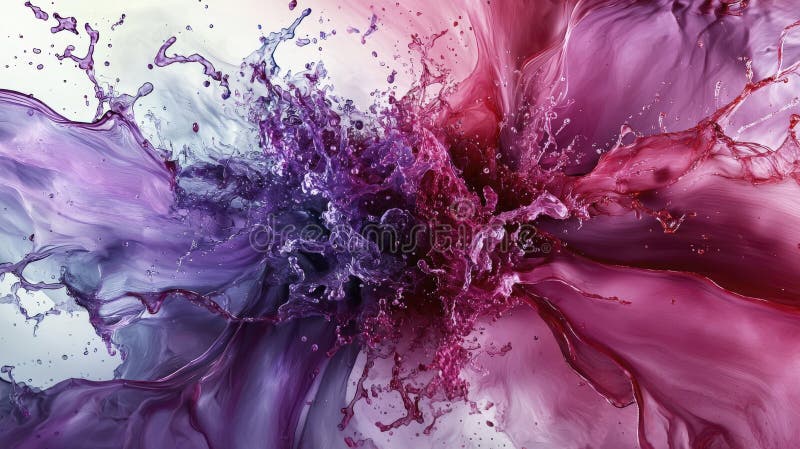 Dynamic Violet-red Splashing Liquid Art Abstract Composition Digital ...