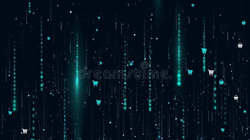 BinaryCodewithShoppingCart stock footage. Video of effects - 380897798
