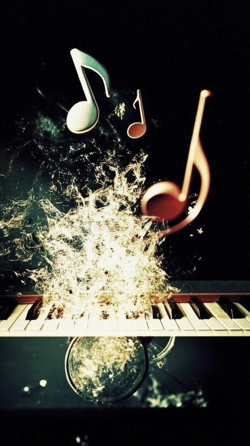 Explosive Symphony of Musical Notes in Dynamic Chaos Stock Illustration ...