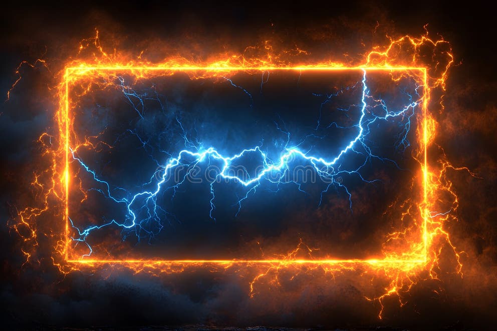 Electrifying Lightning Frame with Fiery Border for Dynamic Design and ...