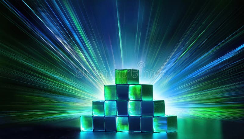 Dynamic Visual of Glowing Building Blocks Stacking Together ...