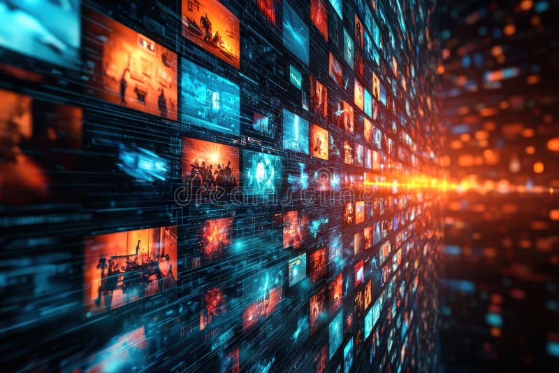 Dynamic Visual Media Display in a Futuristic Setting Digital Collage ...