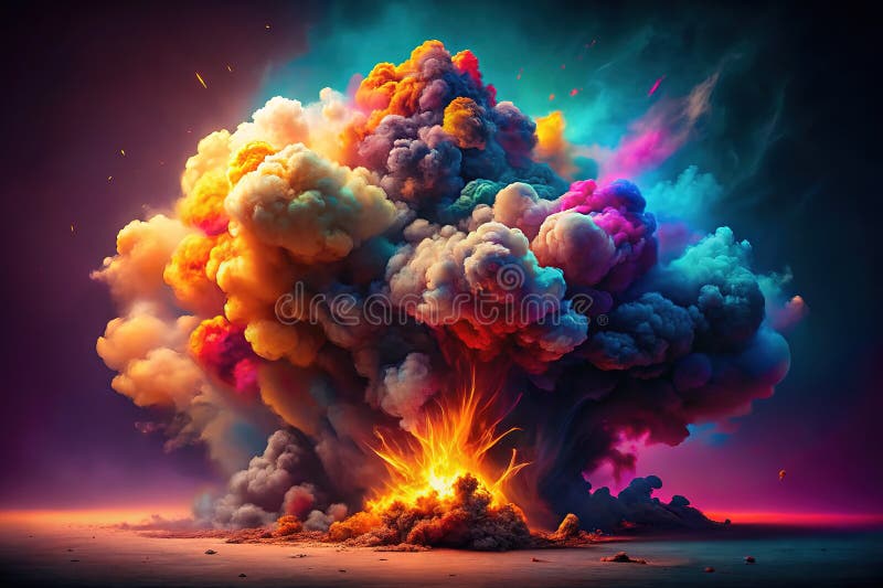Dynamic Visual of a Powerful Explosion Dramatic Smoke Burst from an ...