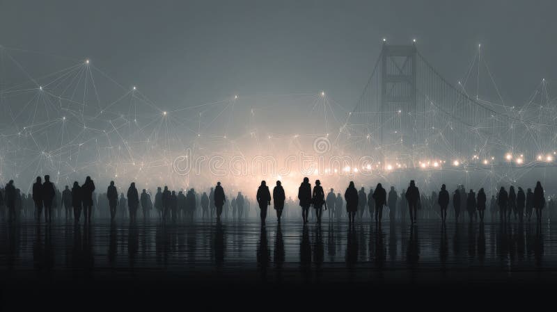 A Dynamic Visual Representation of a Large Crowd Interlinked by Glowing ...